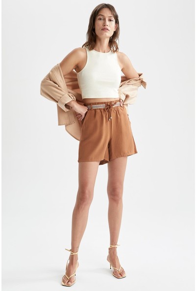Defacto Kemer Detaylı Elastik Yüksek Bel Keten Bermuda Şort U7239AZ21SM Defacto Kemer Detaylı Elastik Yüksek Bel Keten Bermuda Şort U7239AZ21SM