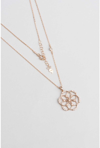 So CHIC Yaşam Çiçeği 18 Ayar Rose Altın Kaplama Gümüş Kolye