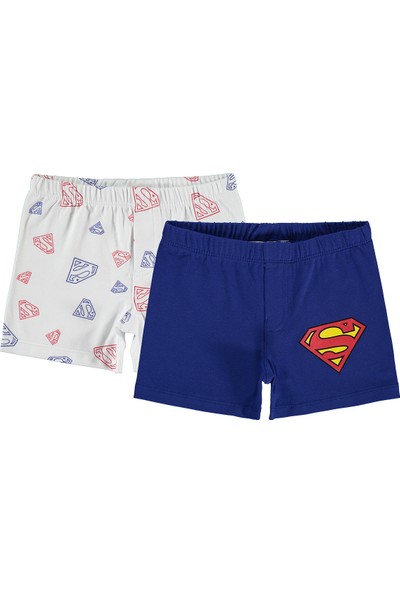 Superman Erkek Çocuk 2'li Boxer 2-10 Yaş Beyaz