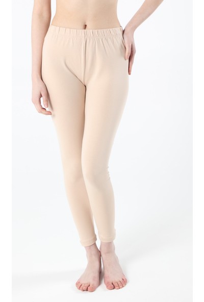 Baykar Kadın Düz 3'lü Set Tayt 8907 Ten Rengi