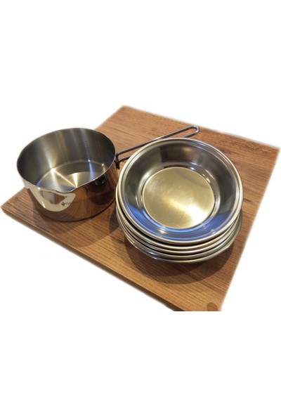 Bizedeyolla Derin Kamp Tabağı 6 Adet Paslanmaz Çelik 19 cm ve 16 cm Kaçerola 1400 ml