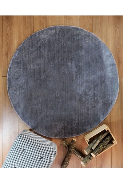 Markaev Tavşan Tüyü Gri Yuvarlak Peluş Halı Markaev Tavşan Tüyü Gri Yuvarlak Peluş Halı