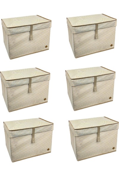 Modax Store Çok Amaçlı Su Geçirmez Kumaş Kapaklı Bej Düzenleyici Hurç & Kutu 6'lı Set (50X40X30CM) Modax Store Çok Amaçlı Su Geçirmez Kumaş Kapaklı Bej Düzenleyici Hurç & Kutu 6'lı Set (50X40X30CM)