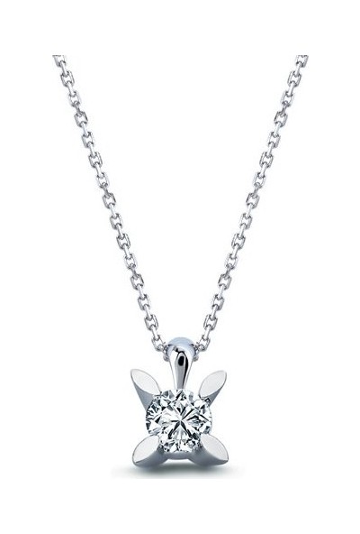 Harem Altın 0.30 Karat F Renk Badem Tırnak Hrd Sertifikalı Pırlanta Tektaş Kolye TK10