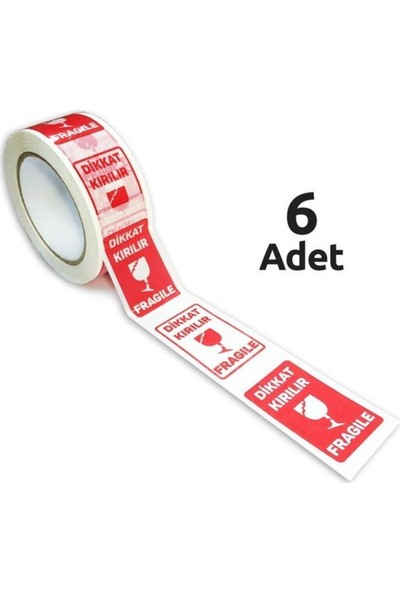 Easyso Dikkat Kırılır Ambalaj Koli Paket Bantı 100 M 6'lı