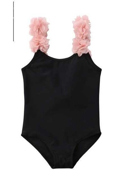 Little Honey Bunnies Pembe Fırfır Detaylı Siyah Mayo Little Honey Bunnies Pembe Fırfır Detaylı Siyah Mayo