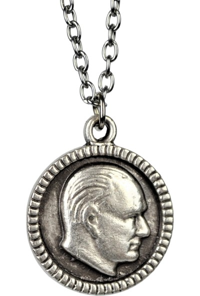 Bu Farklı Mustafa Kemal Atatürk Madalyon Kolye Erkek Kadın Antik Gümüş Kaplama 60 cm Zincir