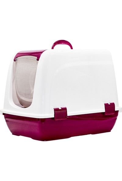 Şenyayla Kapalı Üstten Açılır Bordo Renkli Kedi Tuvaleti