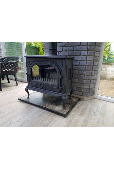 Fanus Üç Tarafı Camlı Komple Döküm Soba