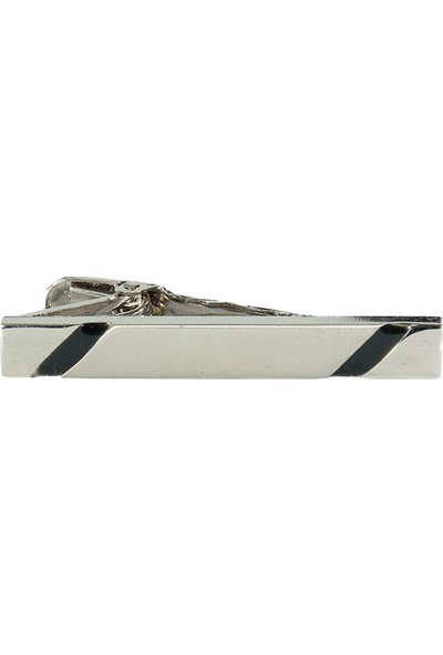 Romaster Siyah Tasarımlı Kısa Erkek Kravat Yaka Iğnesi