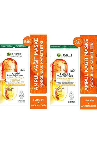 Garnier C Vitamini Ampul Kağıt Maske X2 Adet