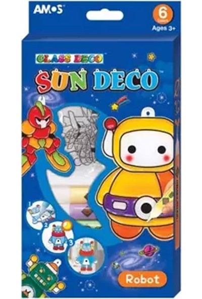 Amos SD10P6-R Sun Deco Robotlar Cam Boyama Seti Amos SD10P6-R Sun Deco Robotlar Cam Boyama Seti