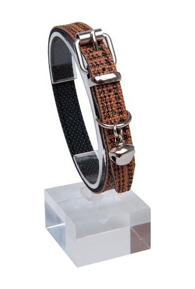 Dali's Kahverengi Desenli Deri Kedi Köpek Boyun Tasması 30 cm