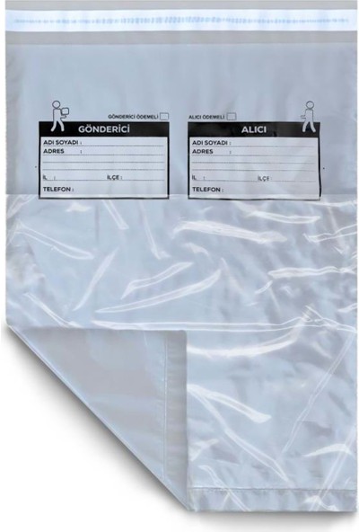 Aydın Plastik Cepli Gri Kargo Poşeti 30 x 37 x 5 cm 100'LÜ