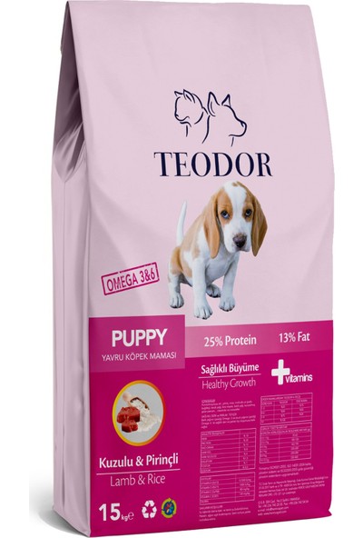 Teodor Yavru Köpek Için Kuzulu ve Pirinçli Köpek Maması 15 kg Teodor Yavru Köpek Için Kuzulu ve Pirinçli Köpek Maması 15 kg