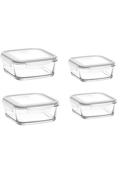 Lav Fresco Saklama Kabı 4 Lü Cam Kilitli Saklama Kabı Beyaz 2 Boy Lav Fresco Saklama Kabı 4 Lü Cam Kilitli Saklama Kabı Beyaz 2 Boy