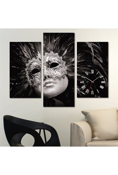 Tabloshop - Black Mask Tablo Saat - 81X60cm - Çerçeve Hediye Tabloshop - Black Mask Tablo Saat - 81X60cm - Çerçeve Hediye