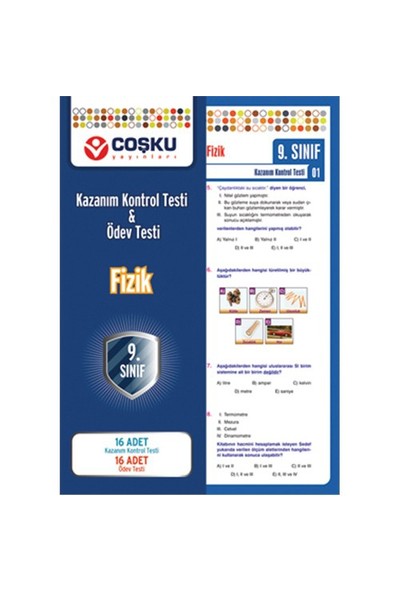 Coşku Yayınları 9.Sınıf Fizik Yaprak Testleri Coşku Yayınları 9.Sınıf Fizik Yaprak Testleri