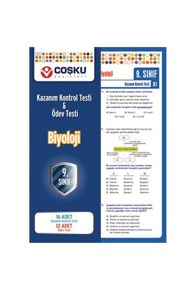 Coşku Yayınları 9.Sınıf Biyoloji Yaprak Testleri Coşku Yayınları 9.Sınıf Biyoloji Yaprak Testleri