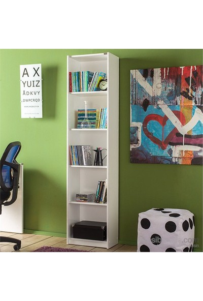 Adore Modern 5 Raflı Dar Kitaplık - Lake Beyaz Adore Modern 5 Raflı Dar Kitaplık - Lake Beyaz