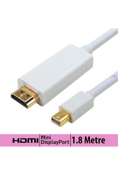 Ti-Mesh Mac İçin Hdmı Kablo - Altın Uçlu Mini Dp / Hdmı - 1,8M - Beyaz Ti-Mesh Mac İçin Hdmı Kablo - Altın Uçlu Mini Dp / Hdmı - 1,8M - Beyaz