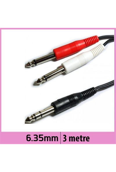 Ti-Mesh 6.35Mm Stereo Jack / 2X6.35Mm Mono Jack Ses Kablosu - 3M Ti-Mesh 6.35Mm Stereo Jack / 2X6.35Mm Mono Jack Ses Kablosu - 3M