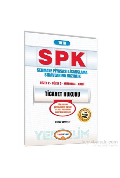 Yediiklim Yayınları 2015 SPK 1010 Ticaret Hukuku