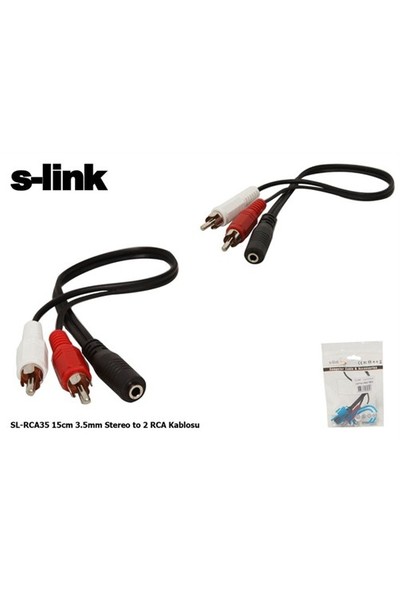 S-Link Sl-Rca35 15Cm 3.5Mm Stereo To 2 Rca Kablosu