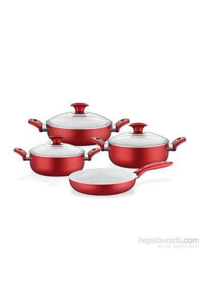 Diva By Schafer 7 Parça Seramik Tencere Takımı Kırmızı