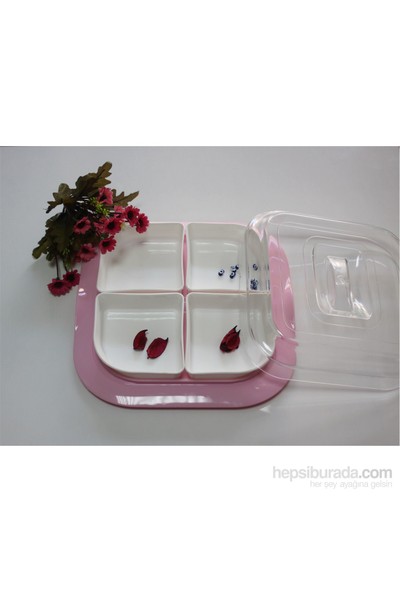 Stillo 4 Lü Pembe Kare Kapaklı Kahvaltılık