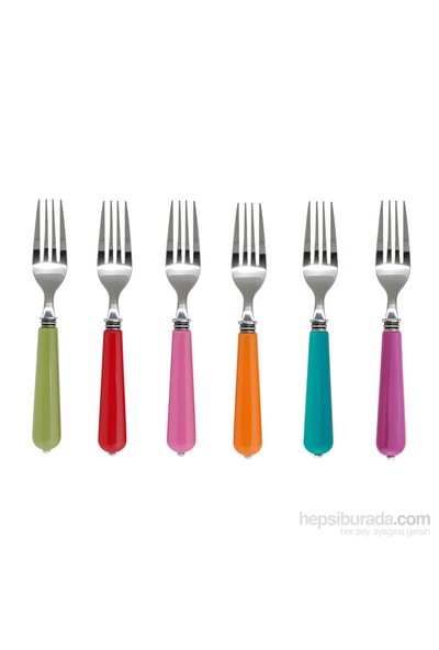Tantitoni Karışık Renkli Altı Kişilik Tatlı Çatalı Seti