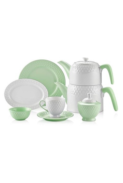 Schafer EdenCollection 34 Parça 6 Kişilik Kahvaltı Takımı Yeşil SHF28772