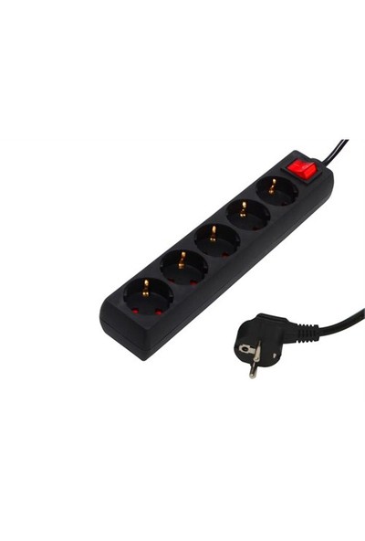 S-link SPG8-5-30 3m 5'li Akım Korumalı Siyah Priz