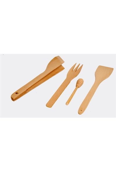 Atadan 4 Lü Ahşap Naturel Maşa-Çatal-Spatula-Bal Kaşığı Seti Atadan 4 Lü Ahşap Naturel Maşa-Çatal-Spatula-Bal Kaşığı Seti