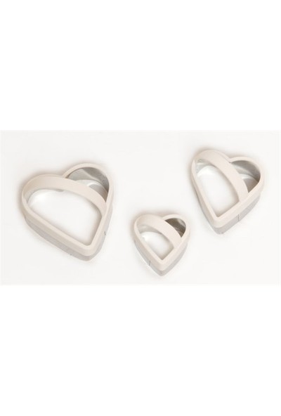 Atadan 3 Lü Kalpli Metal Bisküvi Kalıbı-Beyaz-Pd3340