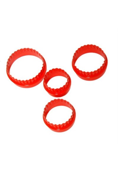 Atadan 4 Lü Yuvarlak Plastik Bisküvi Kalıbı-Kırmızı-Sc271