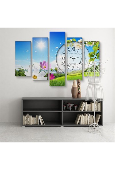 Dekoratif 5 Parçalı Saatli Kanvas Tablo 5S Dekoratif 5 Parçalı Saatli Kanvas Tablo 5S