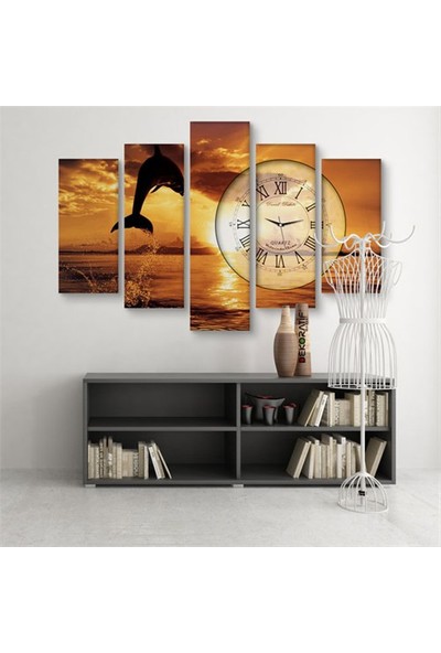 Dekoratif 5 Parçalı Saatli Kanvas Tablo 5S Dekoratif 5 Parçalı Saatli Kanvas Tablo 5S