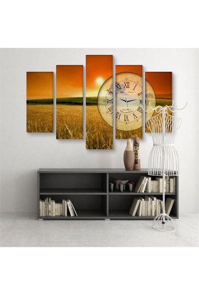 Dekoratif 5 Parçalı Saatli Kanvas Tablo 5S Dekoratif 5 Parçalı Saatli Kanvas Tablo 5S