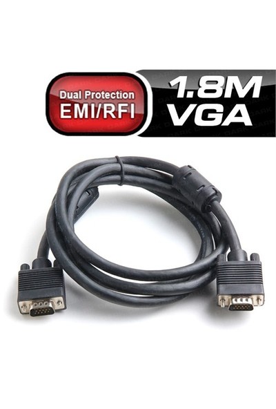 Dark 1.8m Ferrit Core EMI/RFI Filtreli VGA Monitör Kablosu (DK-CB-VGAL180) Dark 1.8m Ferrit Core EMI/RFI Filtreli VGA Monitör Kablosu (DK-CB-VGAL180)