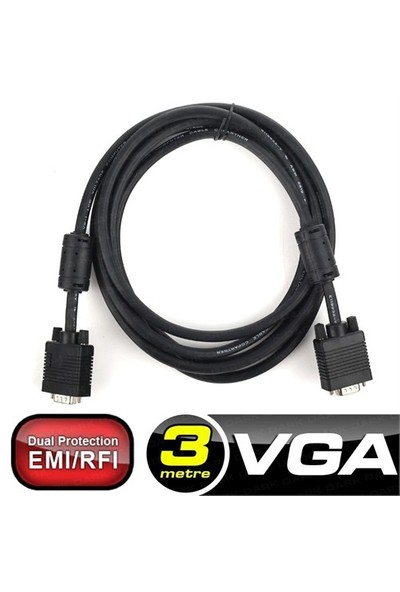 Dark 3m, Ferrit Core EMI/RFI Filtreli, 8mm Çaplı, VGA Monitör Kablosu (Asılabilir) (DK-CB-VGAL300)