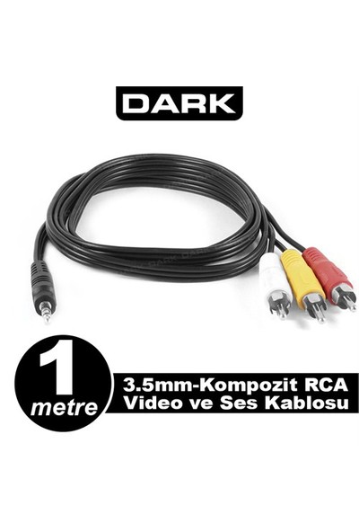 Dark 1 Metre Av Kablo 3.5 mm - Kompozit RCA Video ve Ses Kablosu (DK-CB-VCOMX35) Dark 1 Metre Av Kablo 3.5 mm - Kompozit RCA Video ve Ses Kablosu (DK-CB-VCOMX35)
