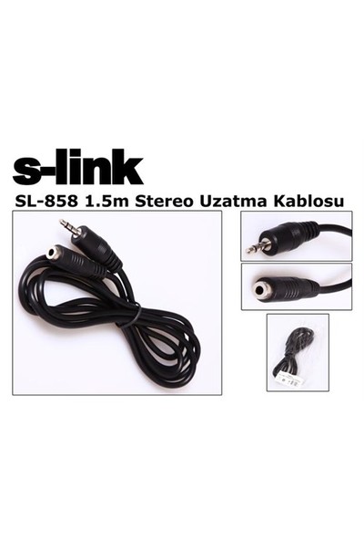 S-Link Sl-858 S-Lınk 1.5 Metre 3.5Mm Jak Stereo Uzatma Kablosu