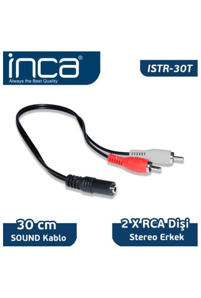 Inca ISTR-30T Audio 2 RCA Stereo 30cm Kablo Inca ISTR-30T Audio 2 RCA Stereo 30cm Kablo