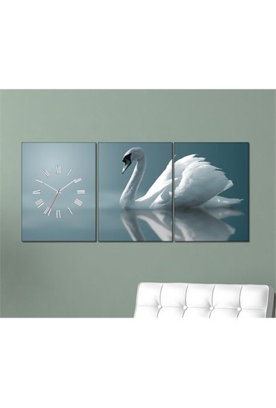 Tabloshop - Swan 3 Parçalı Canvas Tablo Saat - 96X40cm Tabloshop - Swan 3 Parçalı Canvas Tablo Saat - 96X40cm