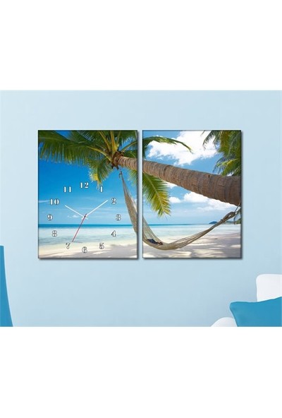 Tabloshop - Coast 2 Parçalı Canvas Tablo Saat - 63X40cm Tabloshop - Coast 2 Parçalı Canvas Tablo Saat - 63X40cm