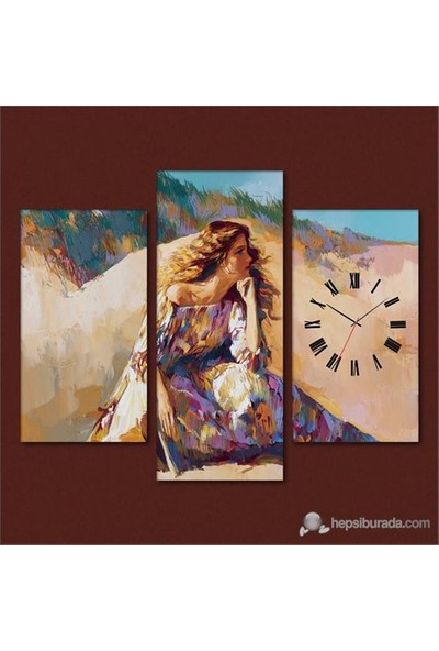 Tabloshop - Brooding Woman 3 Parçalı Simetrik Canvas Tablo Saat - 80X60cm Tabloshop - Brooding Woman 3 Parçalı Simetrik Canvas Tablo Saat - 80X60cm