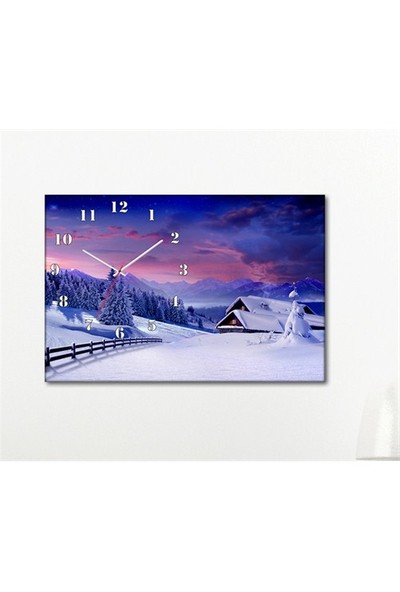 Tabloshop - Kar Beyaz Canvas Tablo Saat - 45X30cm Tabloshop - Kar Beyaz Canvas Tablo Saat - 45X30cm
