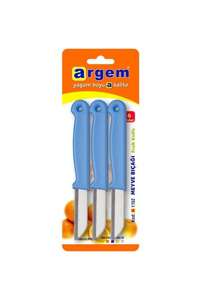 Argem 6'Lı Paslanmaz Çelik Meyve Bıçağı