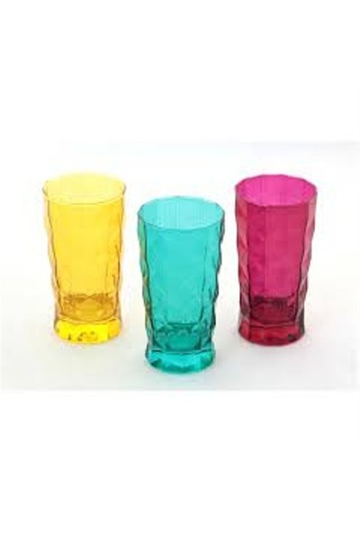 Paşabahçe Prizma Renkli 3 Lü Meşrubat Bardağı
